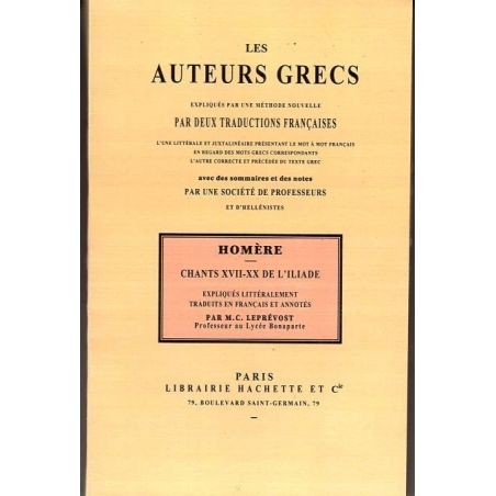 Les auteurs grecs expliqués d'après une méthode nouvelle : Homère. Chants XVII, XVIII, XIX et XX ...