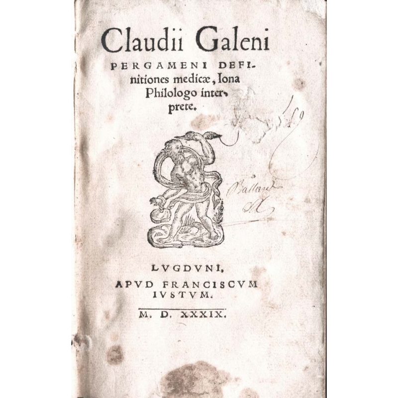 [Claudii Galeni pergameni definitiones medicæ, Iona Philologo ...